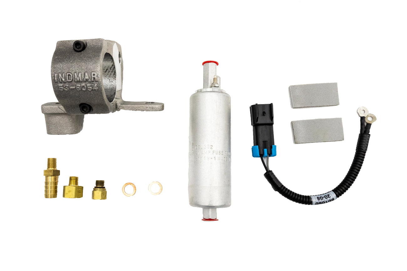 Indmar fuel pump with pressure regulator on fuel rail